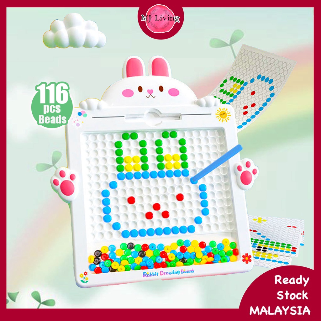 Kids Magnetic Beads Drawing Board Educational Words Pen Control ...