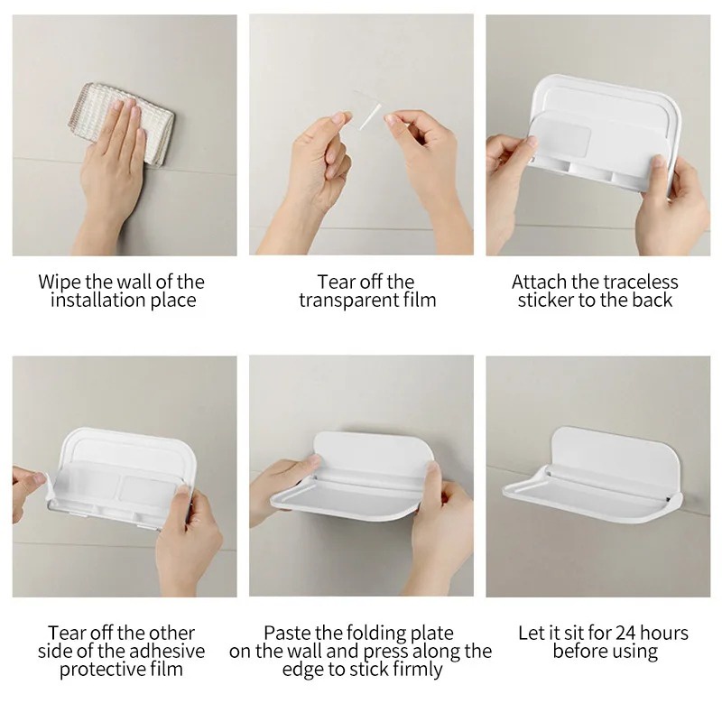 Punch-Free Phone Holder / Wifi Router Storage Tray Bathroom Organizer ...