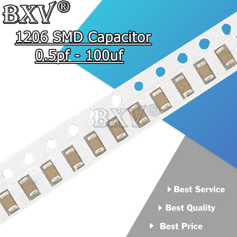 100PCS 1206 SMD Chip Multilayer Ceramic Capacitor 150pf - 100uf 1nf 10nf 15nf 100nf 0.1uf 1uf 2 ...