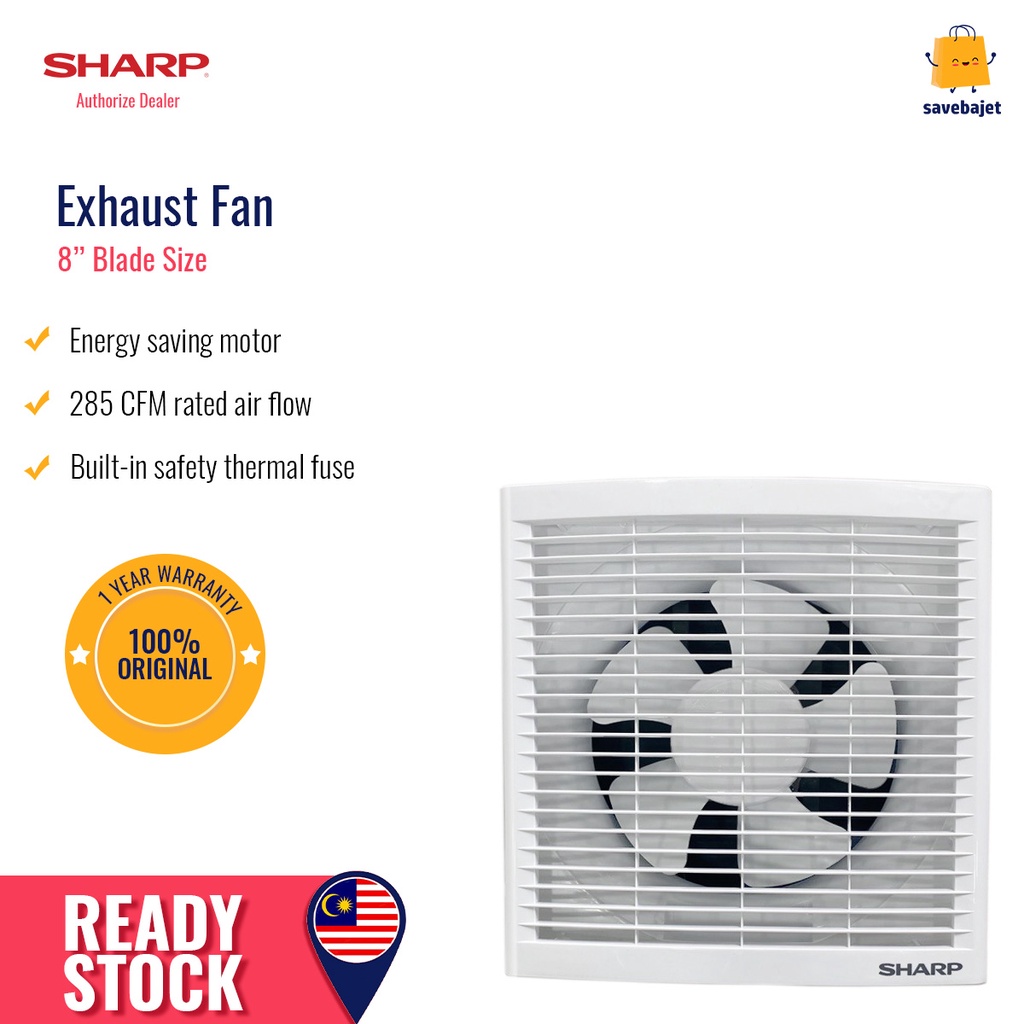 SHARP Exhaust Fan (8") GVE200W | Shopee Malaysia