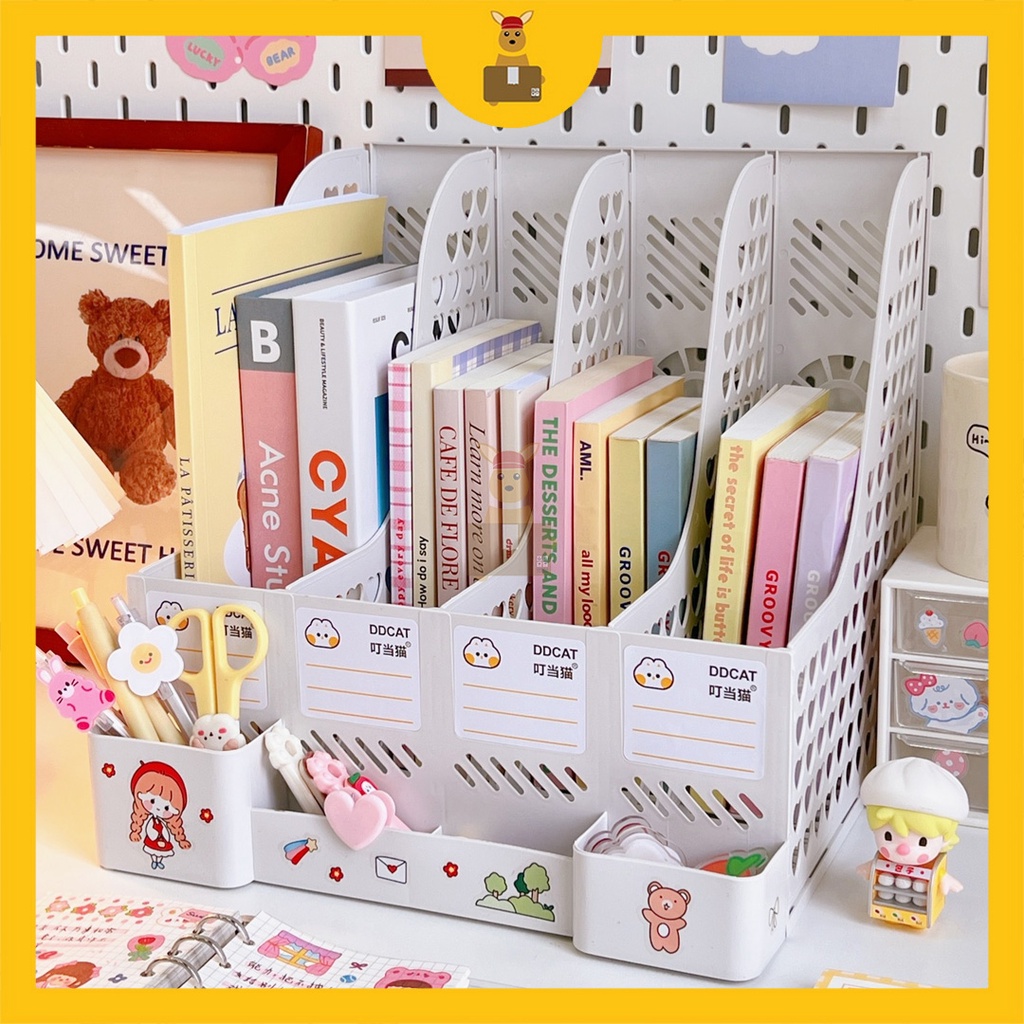 4 Slot Book Document Pencil Plastic Organizer Stand Desk Organizer ...