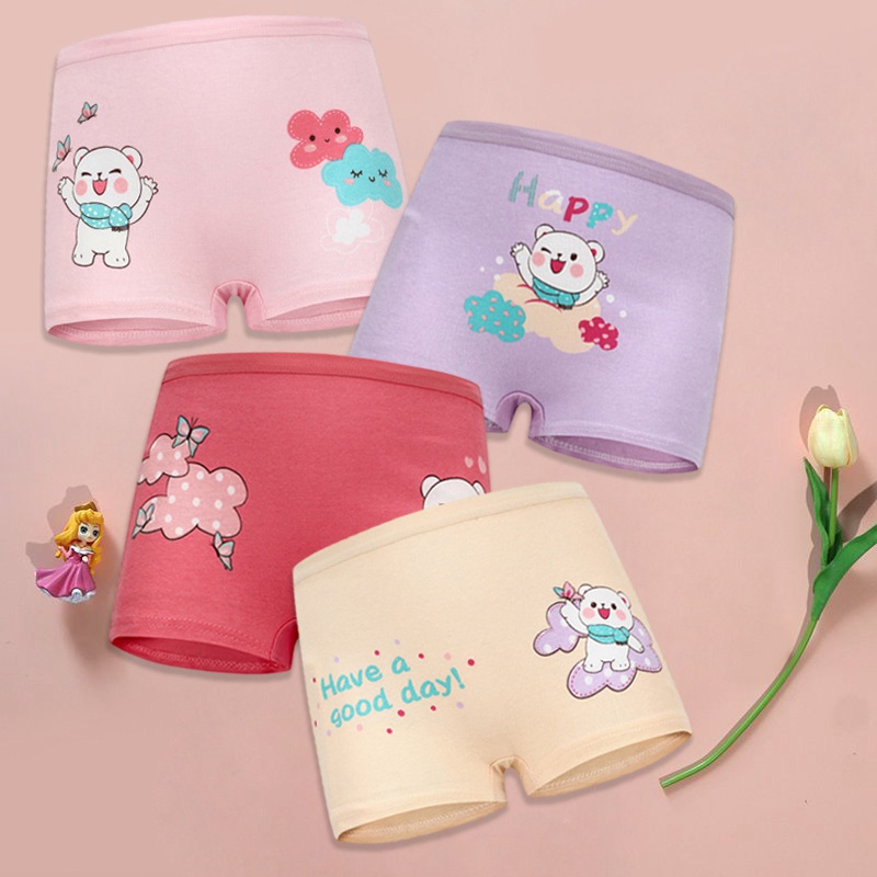 [10-29kg] 4pcs/set 1-14Y Cotton Children Underwear Panties Baby Girl ...