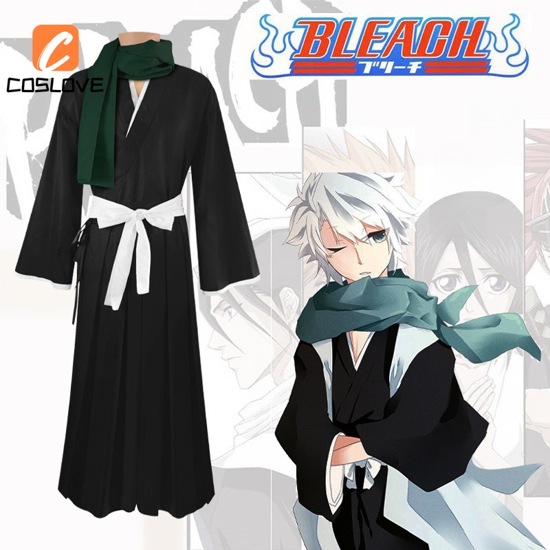 Bleach Toshiro Hitsugaya Cosplay Full Set Costume Black White Color ...