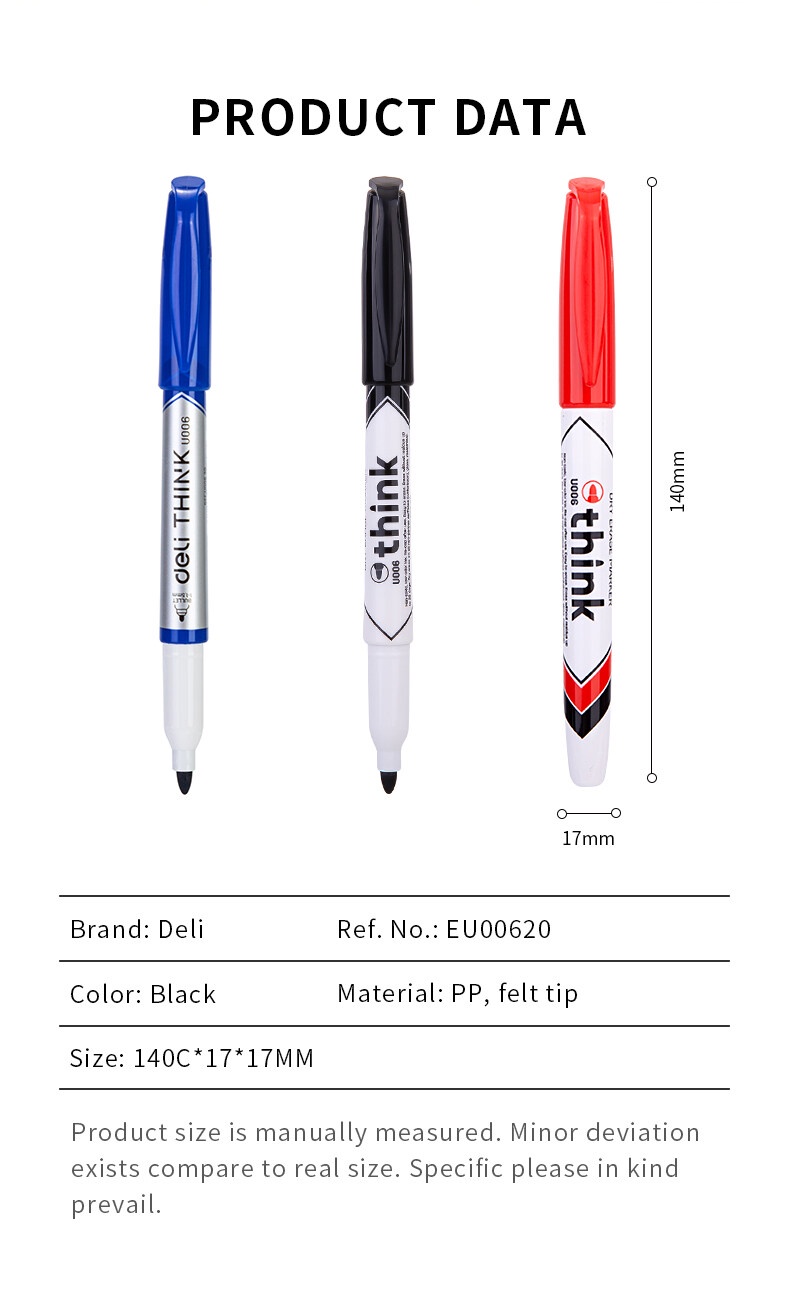 Deli Whiteboard Marker Pen Multicolour Whiteboard Marker 1-1.5mm Bullet ...