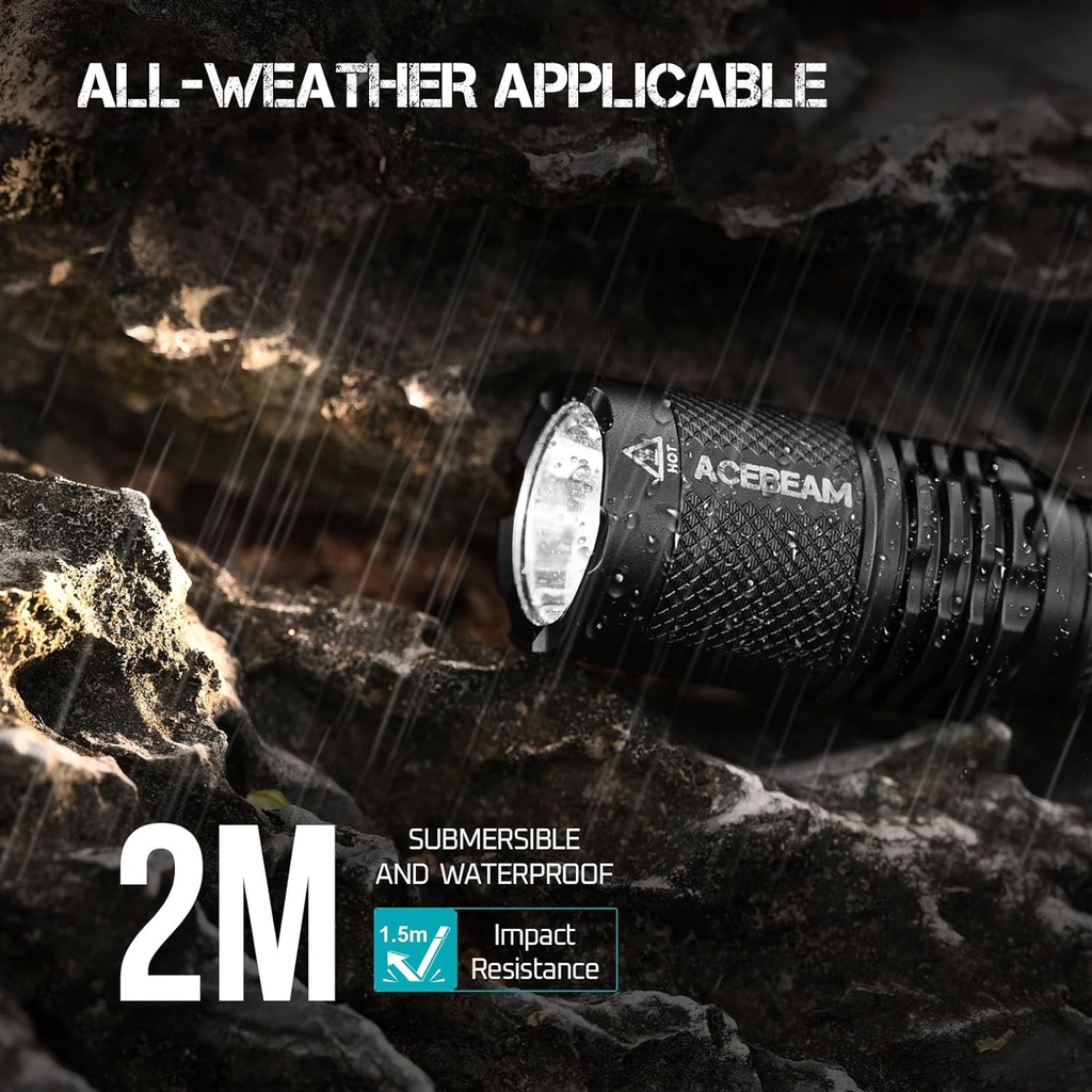 Acebeam TAC AA Black Nichia 519A -V1 5000k CRI90 750 Lumens USB Rechargeable Flashlight | Shopee ...