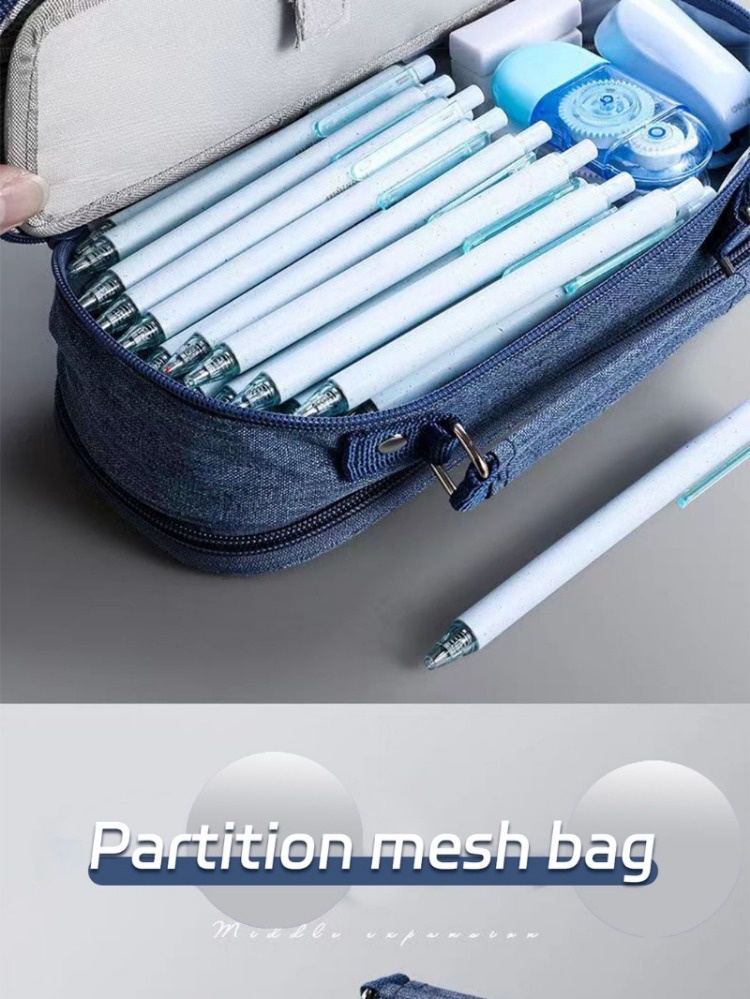 Large Capacity Pencil Case Canvas Pencil Box Korean Portable Pencil Bag ...