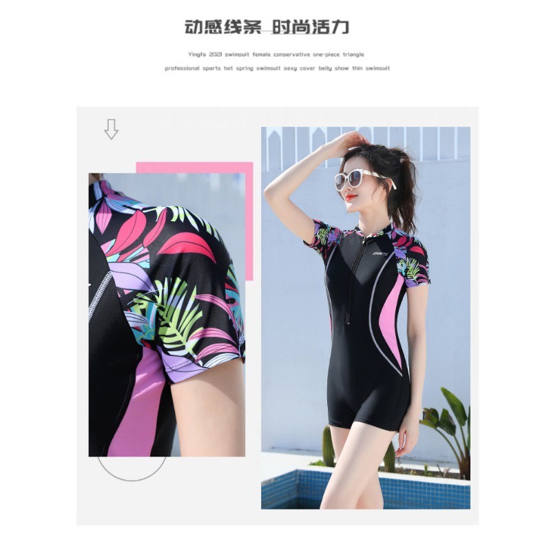 Fast Shipping New Style One Piece Boxer Swimsuit Women Conservative Hot