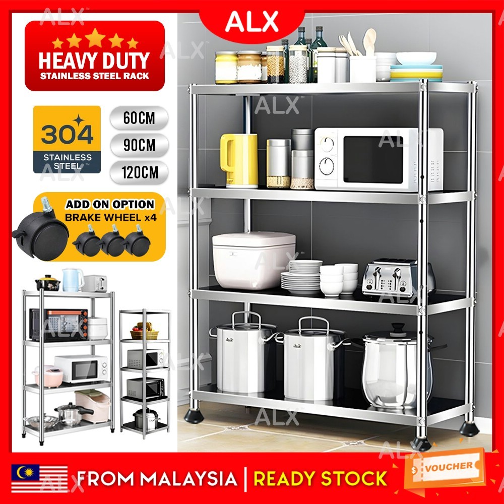 ALX Stainless Steel Rack Kitchen Storage Rack Shelf Rak Dapur Rak ...