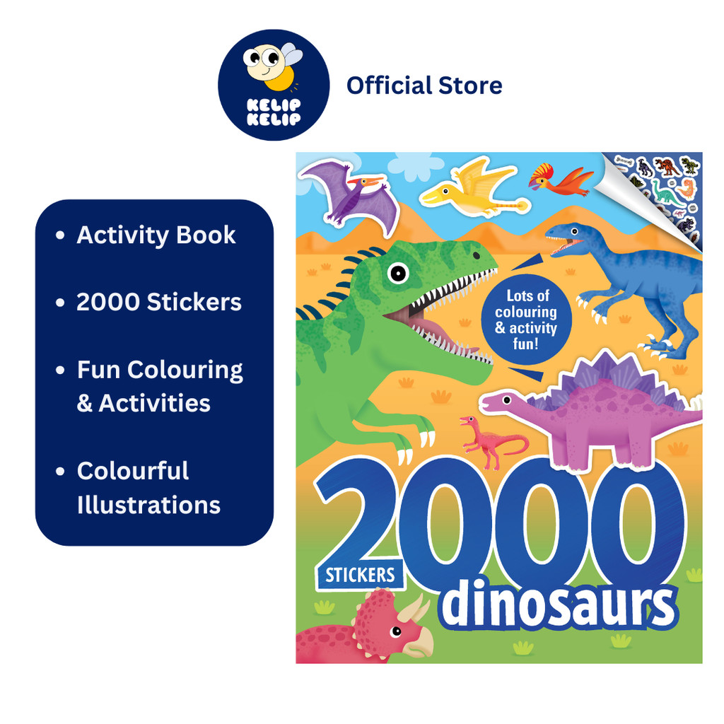 Dinosaurs 2000 Stickers Book For Kids To Do Fun Colouring & Activities ...