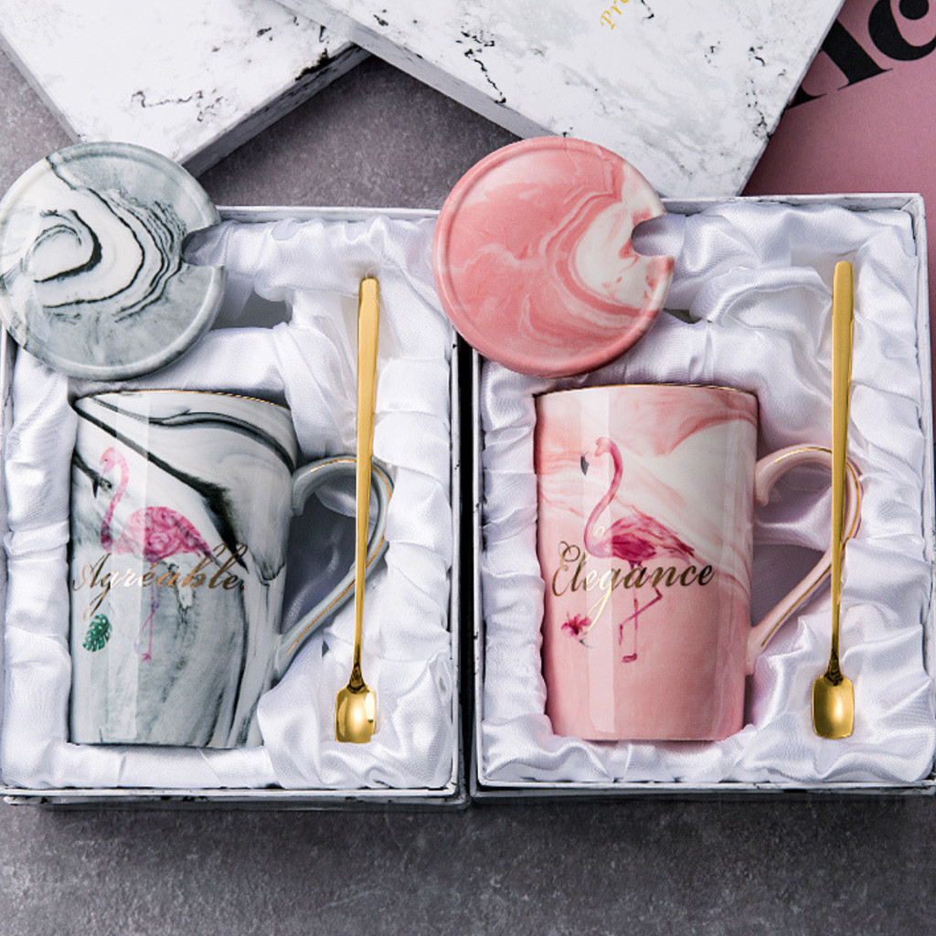 BH Printed Marble Mug Set 400ml Couples Mr & Mrs Wedding Gift Box Cawan ...