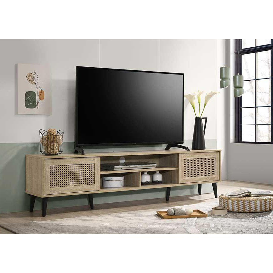 Quickbuy HP081 6 Feet TV Cabinet with Rattan Effect Tv Cabinet Up to 70 ...