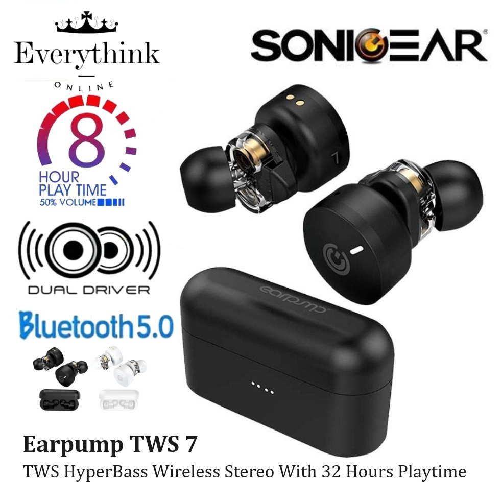 SONICGEAR EARPUMP TWS 7 HYPERBASS WIRELESS STEREO TWS EARSET WITH 32 ...