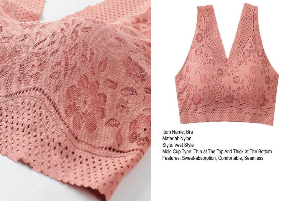 Seamless Full Cup Bra Mesh Detail Bra Comfortable Wireless Push Up Bra ...