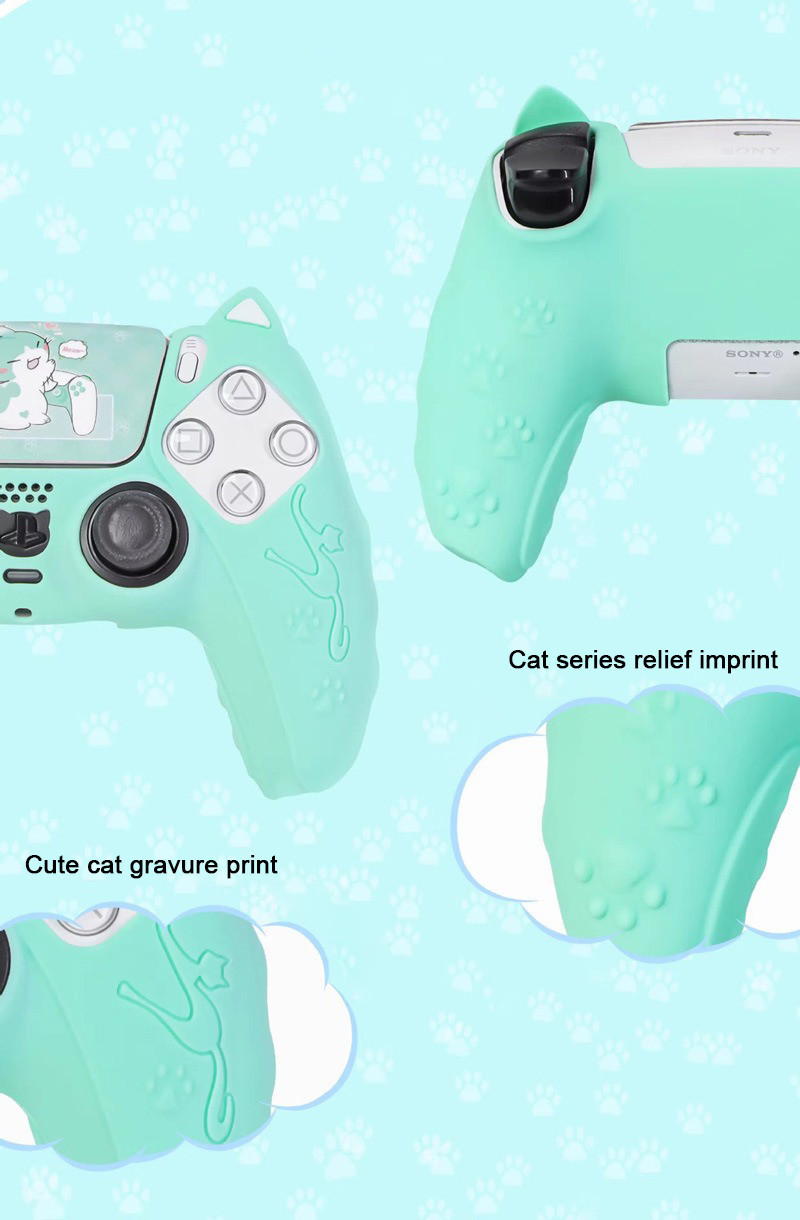 For PS5 /PS5 Slim /PS5 PRO Controller Case Set Silicone Cute Cat Thumb ...