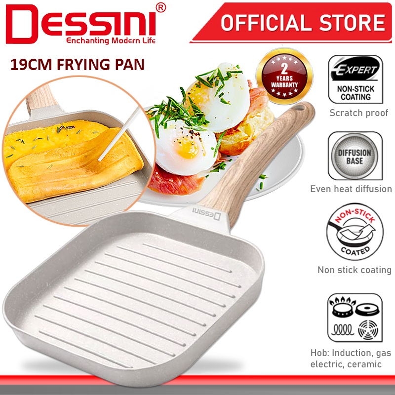 DESSINI ITALY 19CM Grill Steak Frying Pan Die Cast Aluminium Induction ...