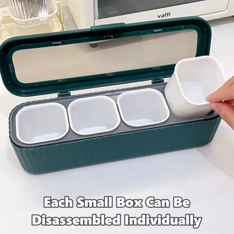 【PLAYFUL】 4 IN 1 Seasoning Box Set Spice Storage Salt MSG Spice ...