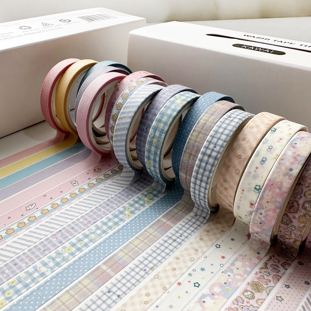 7mm*300cm 20 Rolls/box Simple Split Thin Washi Tape Set Creative DIY ...
