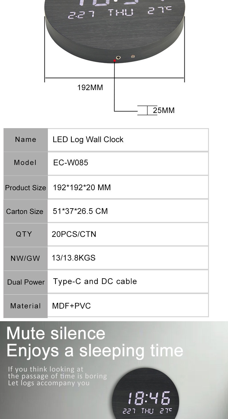 [Ready Stock] LED Wooden Wall Clock Wooden Clock Wall Clock LED Clock ...