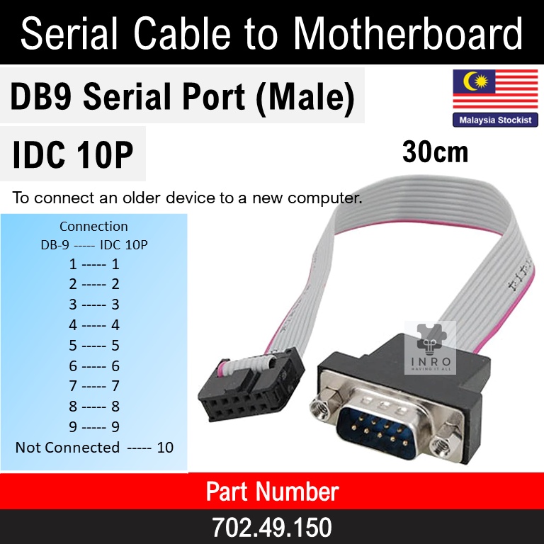 [30cm] DB9 Male to IDC 10P, D-Sub DB9 9Pin | Shopee Malaysia