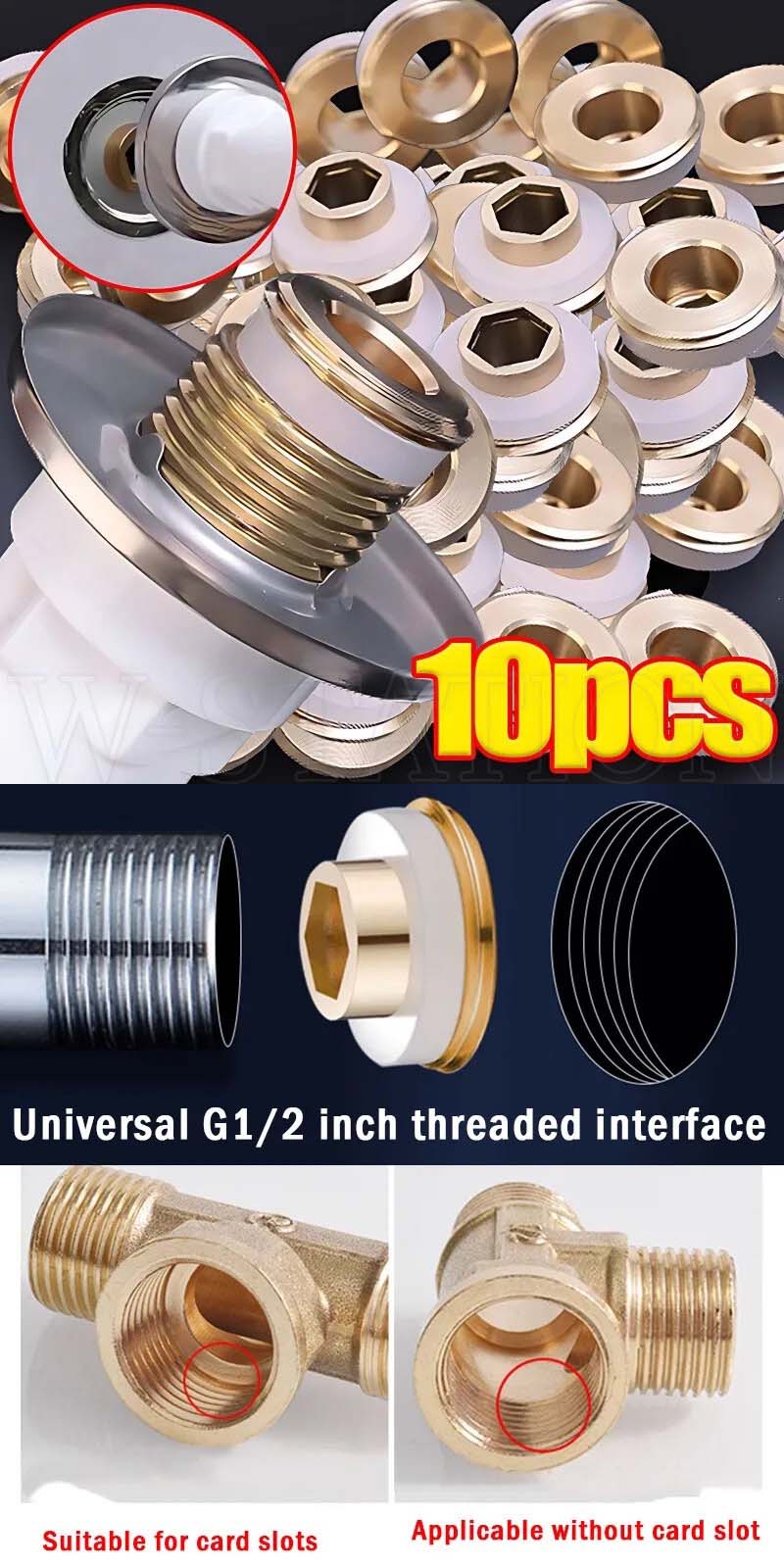 10pcs Quick Connect Tape-Free Pipe Plugs - 1/2 inch Thread Leak-Proof ...