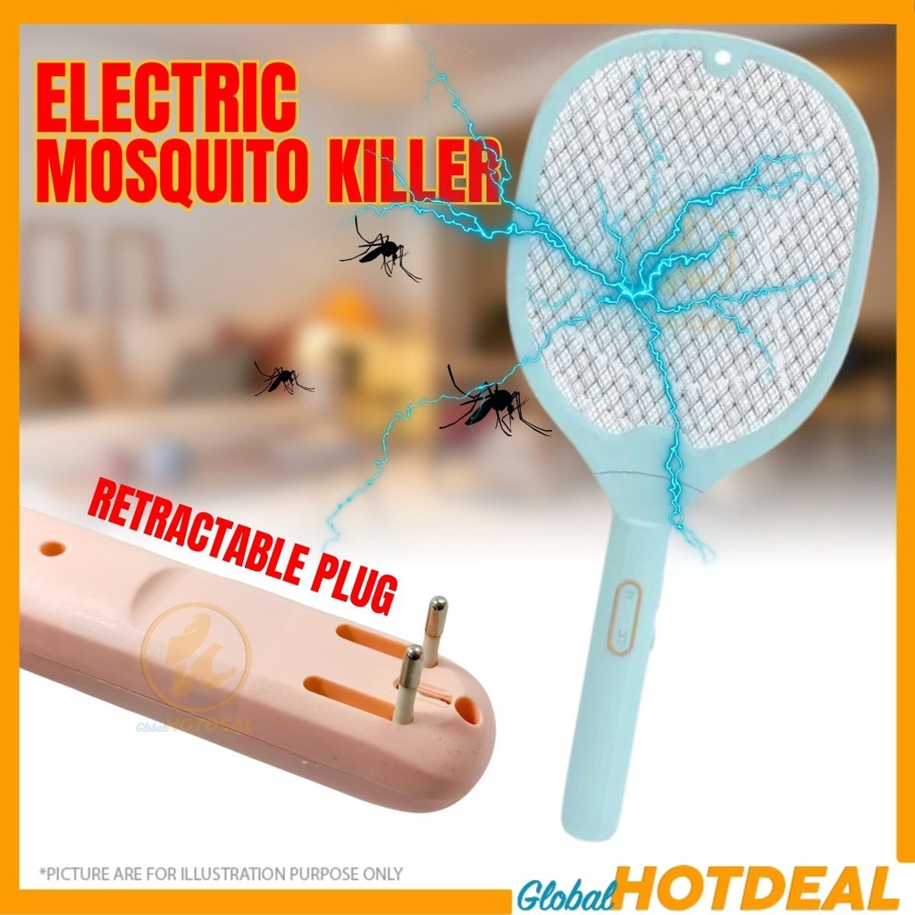 NEW DESIGN 3000V Electric Mosquito Swatter Rechargeable Mosquito Racket ...