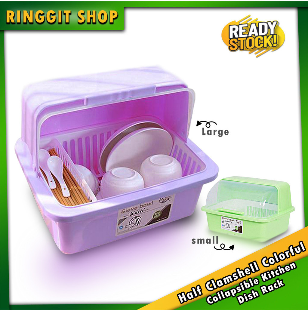 Ringgit Shop SHalf Clamshell Colorful Collapsible Plastic Kitchen Dish ...