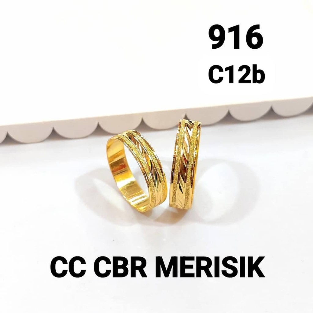 Wing Sing Cincin Merisik Cincin Belah Rotan Pasir Emas 916/ 916 Gold Solid CBR Ring | Shopee ...