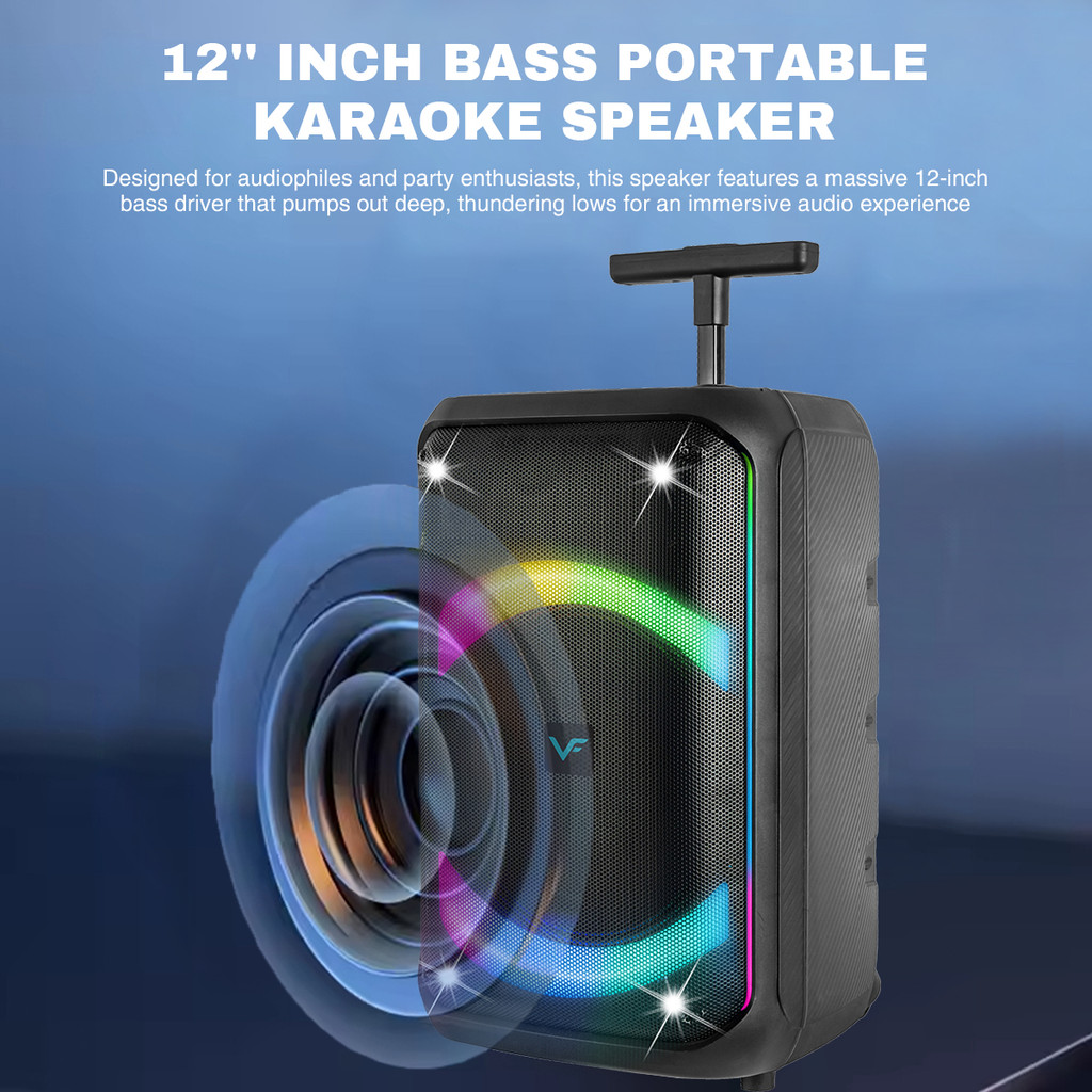 Vinnfier VF Tango 606 WMB 12" Woofer Bass Bluetooth Karaoke Speaker AUX ...