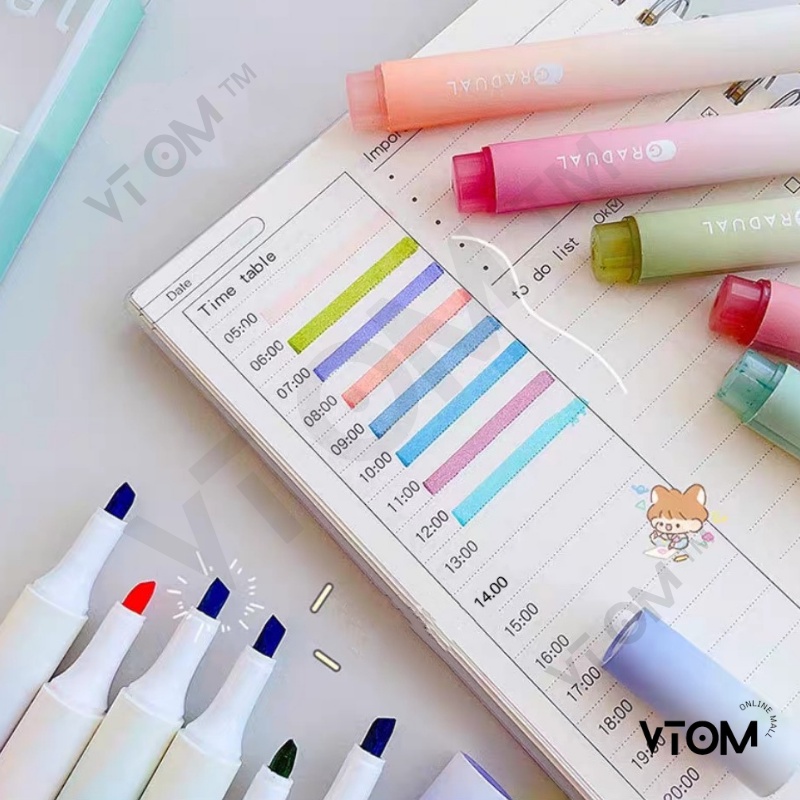 VTOM 4pcs Gradual Highlighter Pen 4 Color Pastel Highlighter Set ...