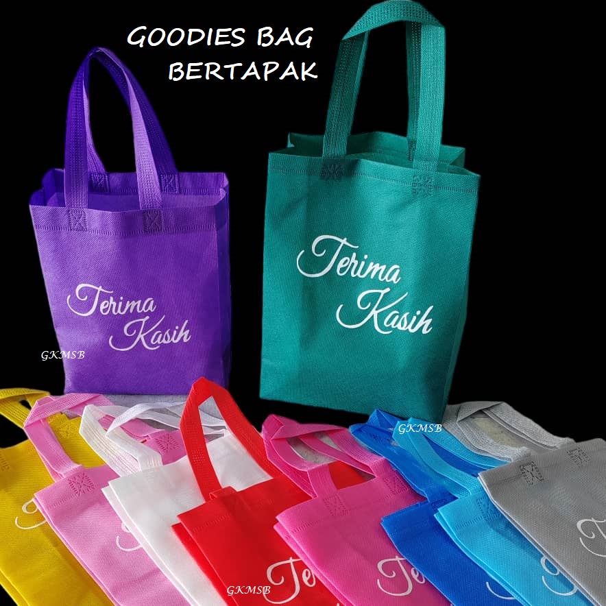 10pcs Beg Kain Bertapak Tebal Goodies Bag with Handle and Bottom ...