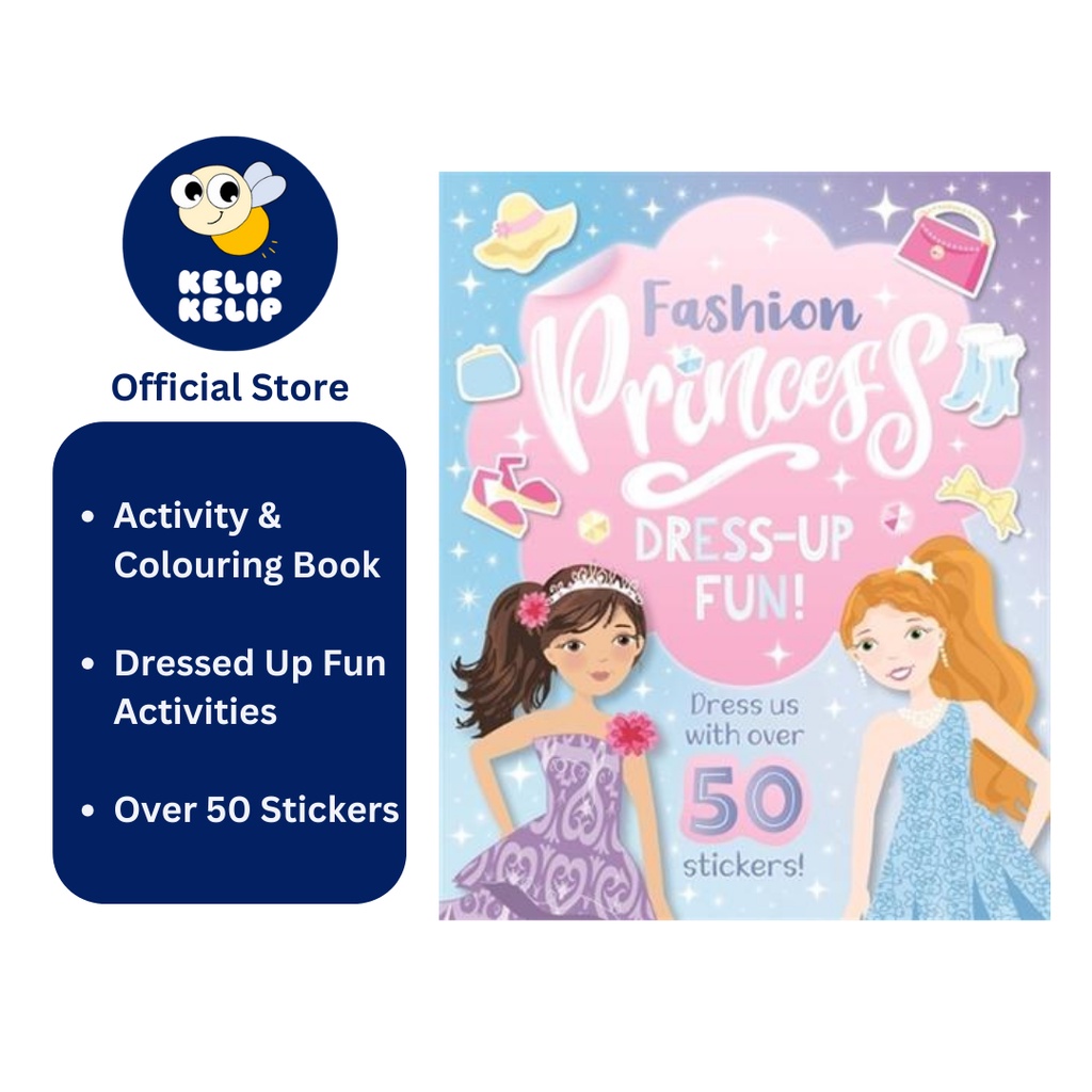 Fashion Princess Sticker Dress Up Fun Activity Book For Kids with ...