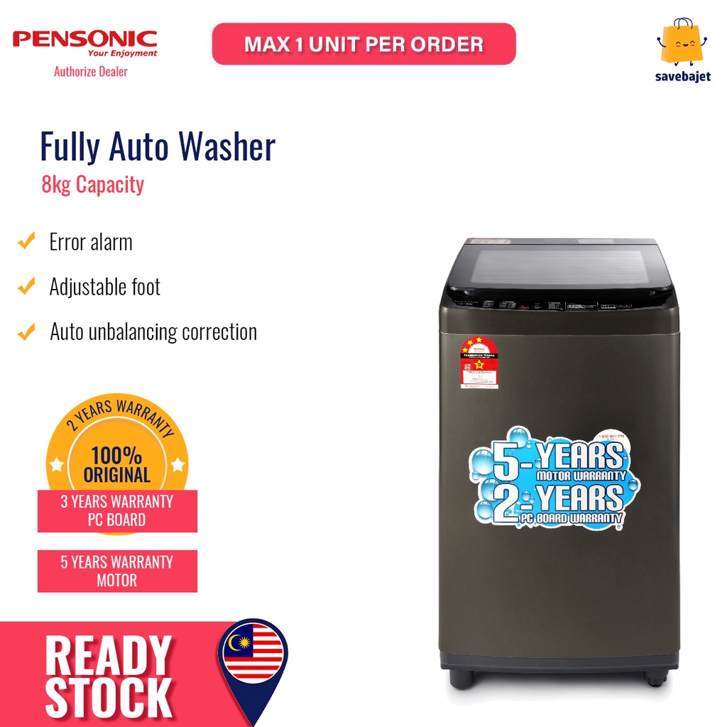 PENSONIC Fully Auto Washing Machine (8kg) PWA-8002 | Shopee Malaysia