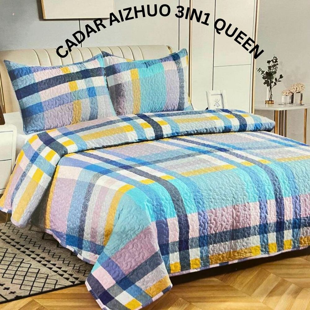 Cadar Patchwork Set 3 IN 1 Bed Sheet TEBAL SIRI 9 SULTAN 3 Pieces Plaid ...