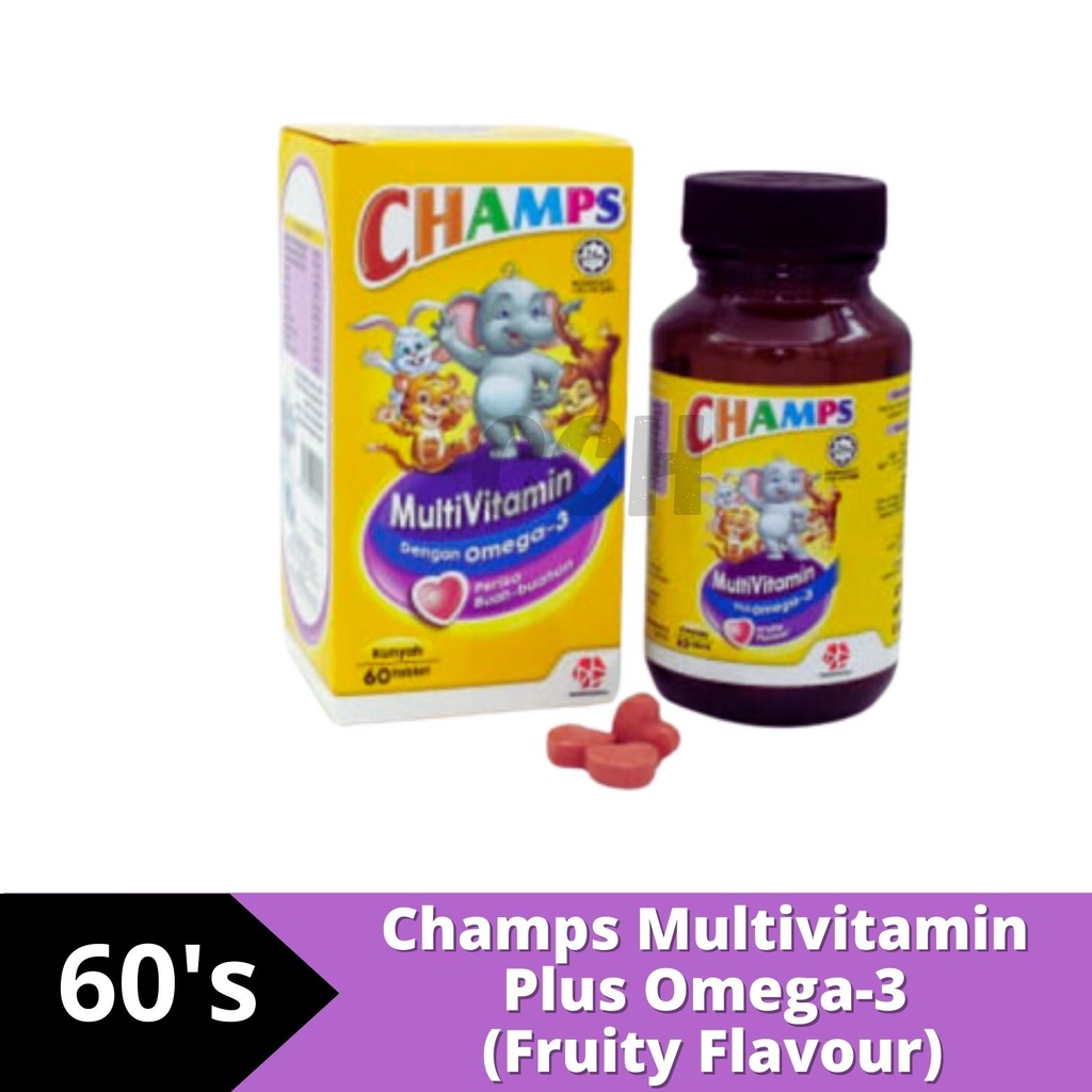 Champs Multivitamin Plus Omega-3 (Perisa buah-buahan) 60's | Shopee ...