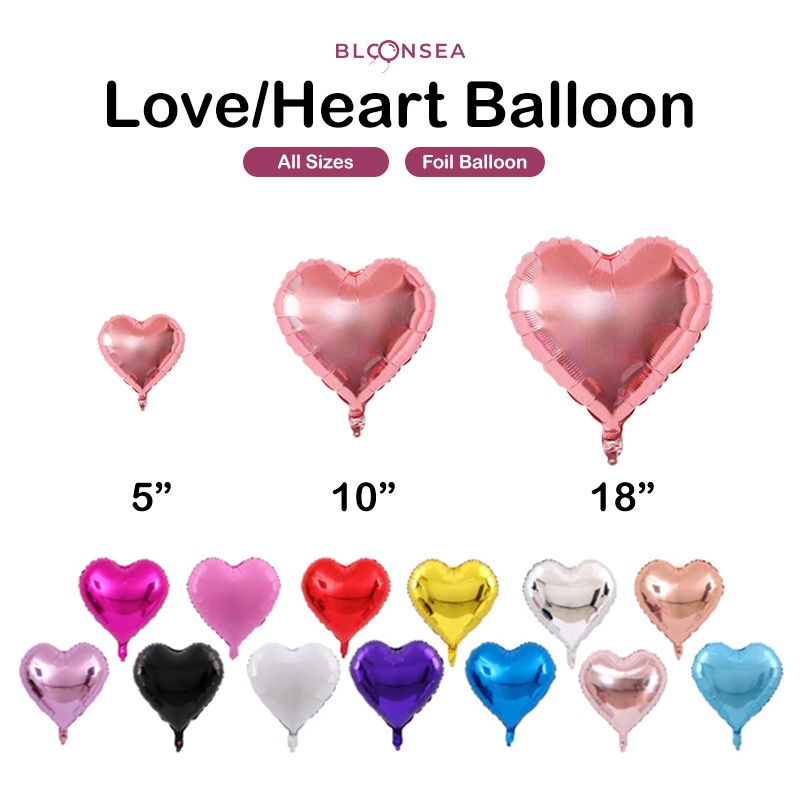 5/10/18/32 Inch Foil Love Heart Shaped Aluminium Balloon Valentines Day ...