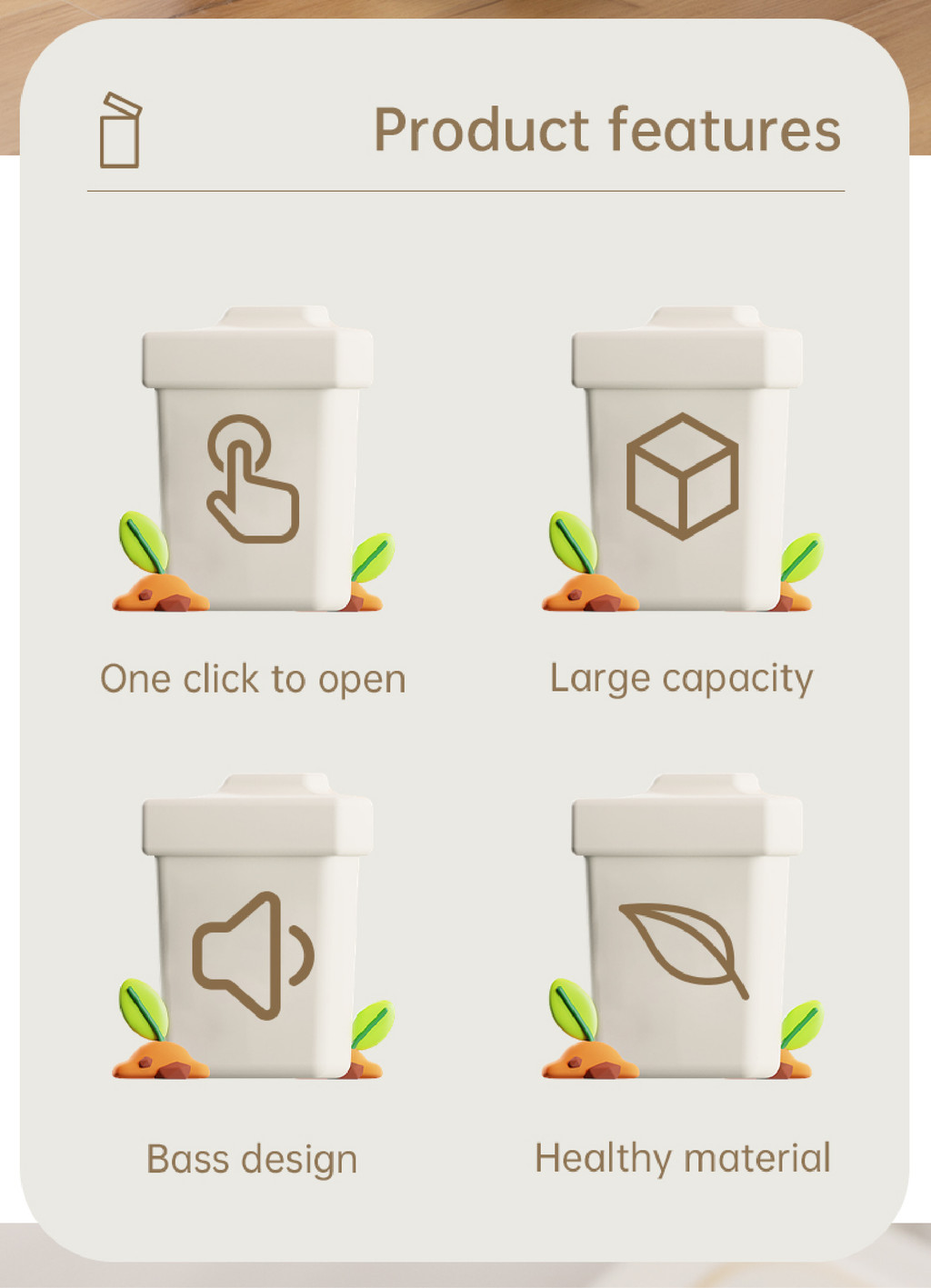 Deli Vusign Nordic Trash Can With Press-Type Cover Rubbish Bin Dustbin ...