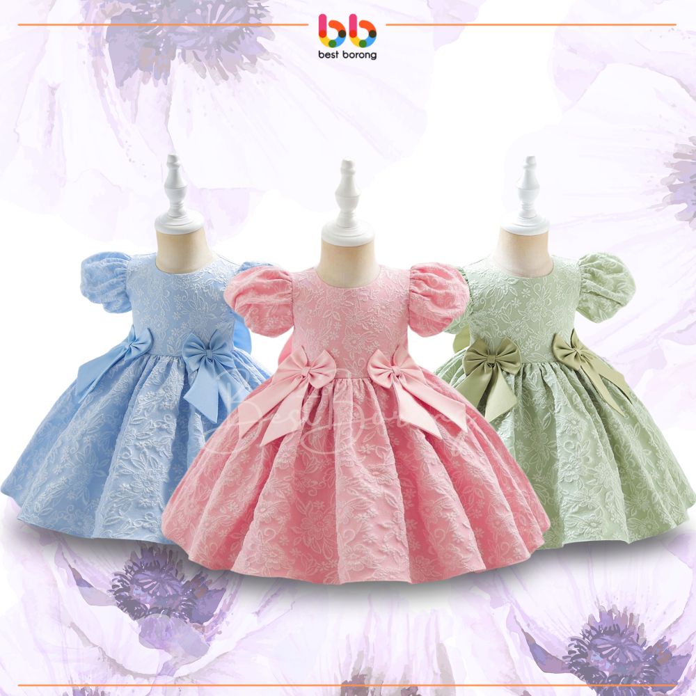1-6y Dress Gown Baby Girl Puff Sleeve Birthday Party Kids Wedding Cute ...