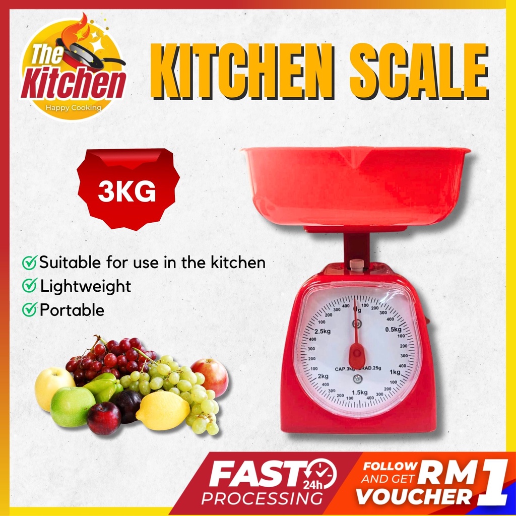 Portable Lightweight Kitchen Scale Home 3kg Analog Weighing Measure ...