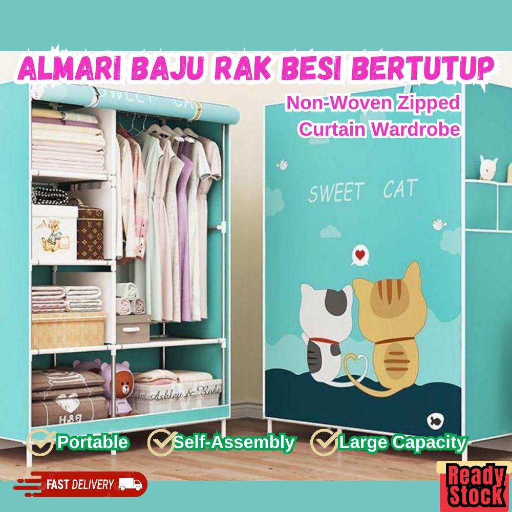 DIY Wardrobe Clothes Storage Rack Dust Cover Shoe Cloth Closet Cube ...