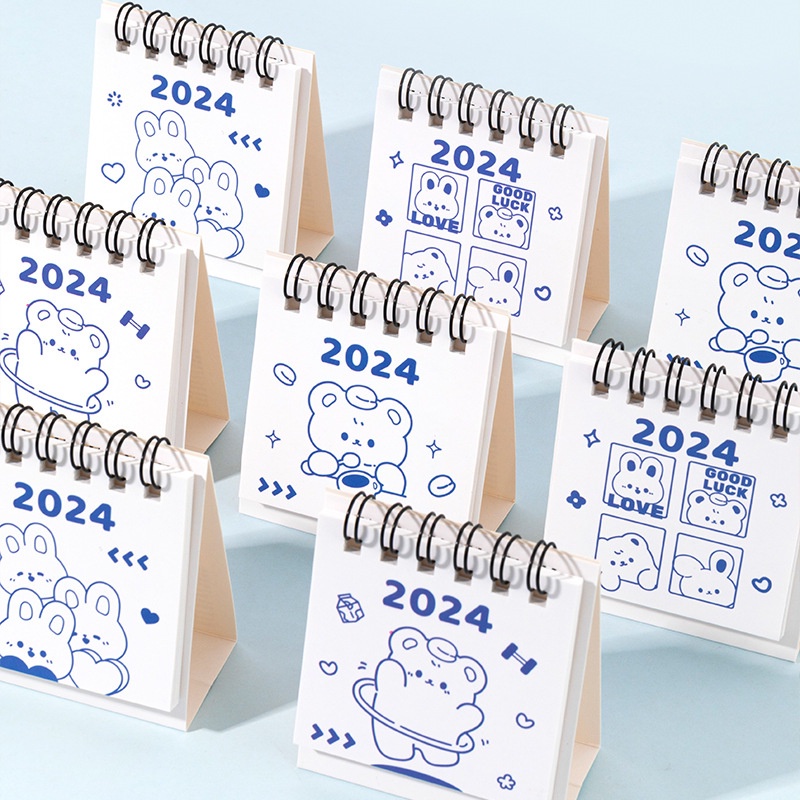2024 Mini Cute Pink Cat Calendar /DIY Kawaii Cartoon Animals Desk ...