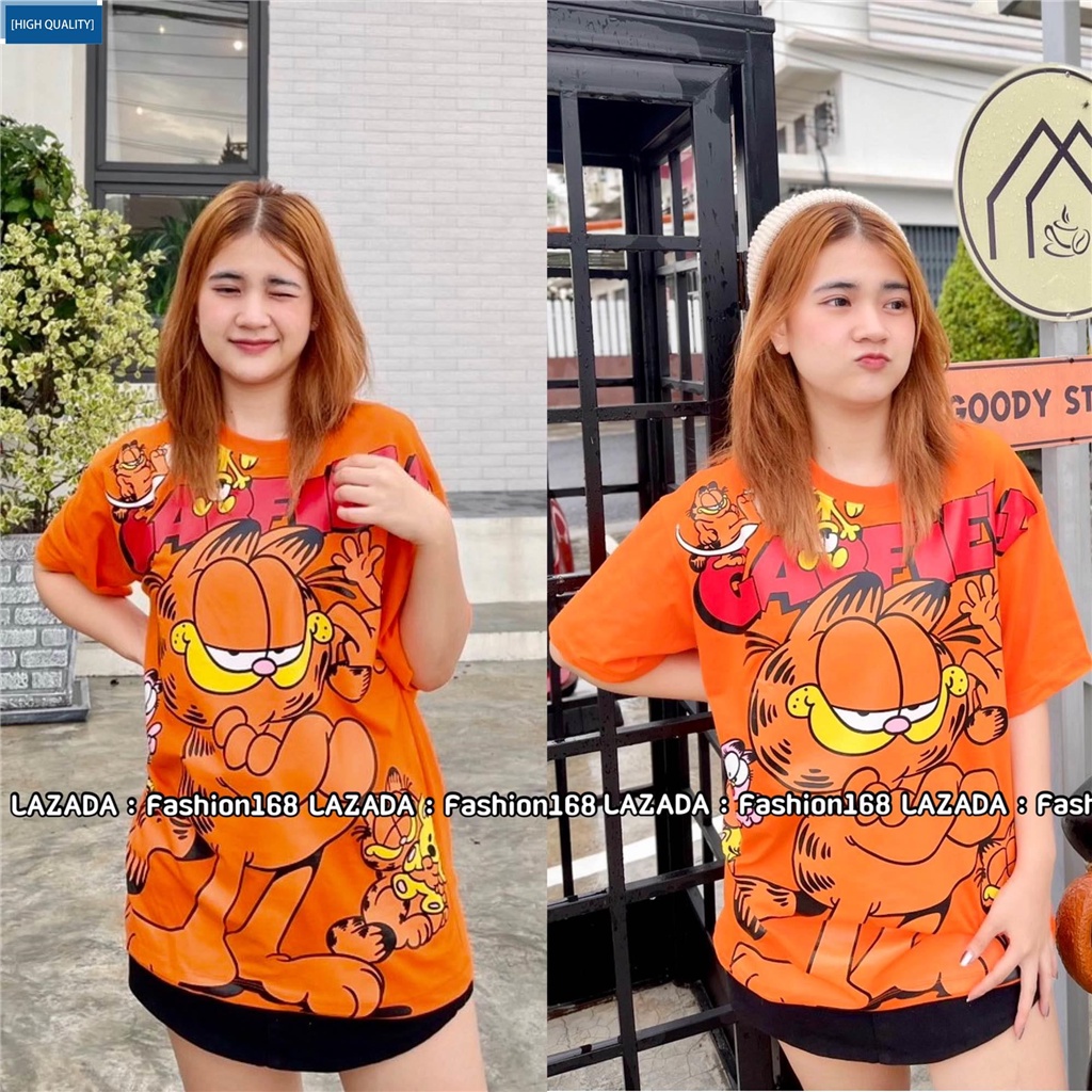 Orange Cartoon Garfield T-shirt Thailand virtual baju jersey | Shopee ...