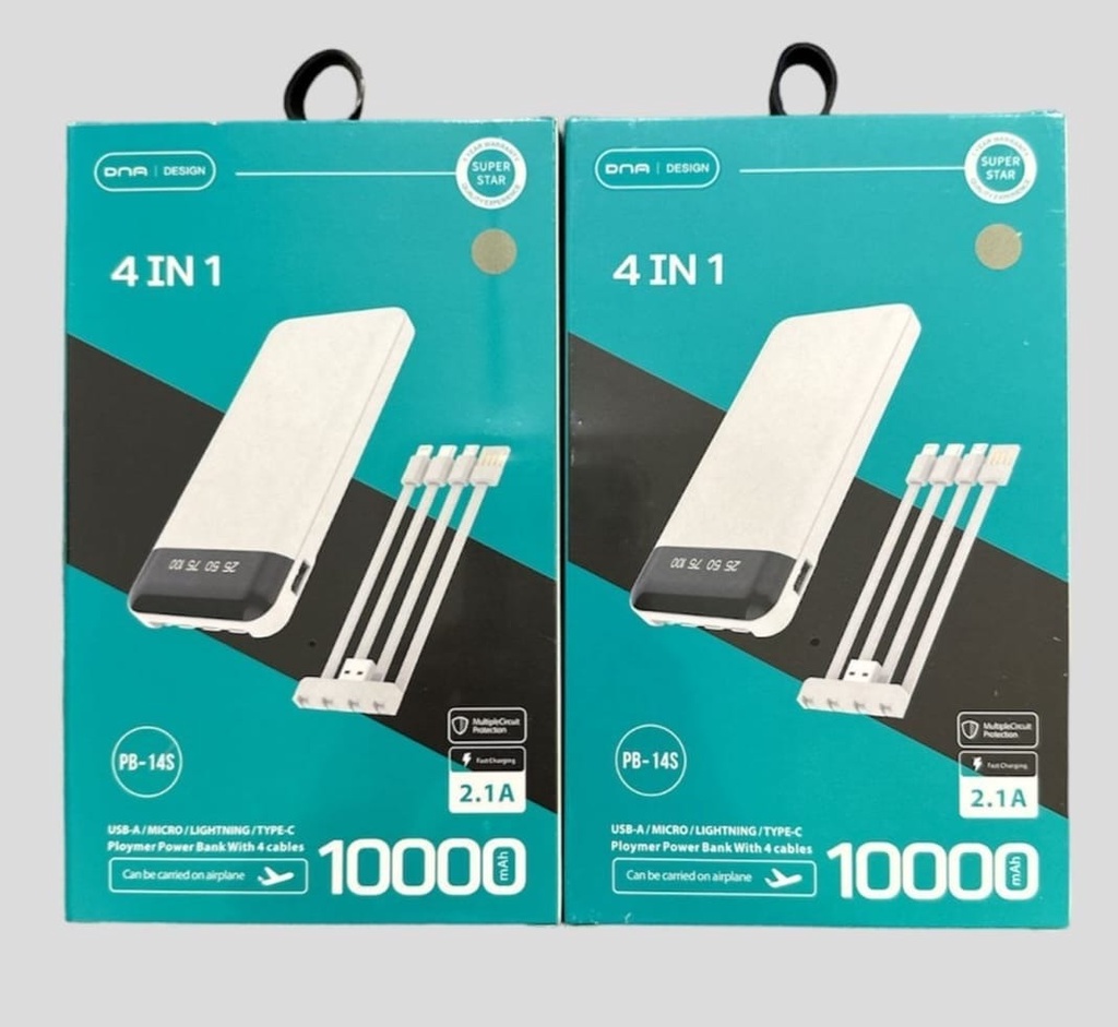 10000MAH PB-14 DNA DETACHABLE 4 CABLES DIGITAL DISPLAYS 10K POWER BANK ...