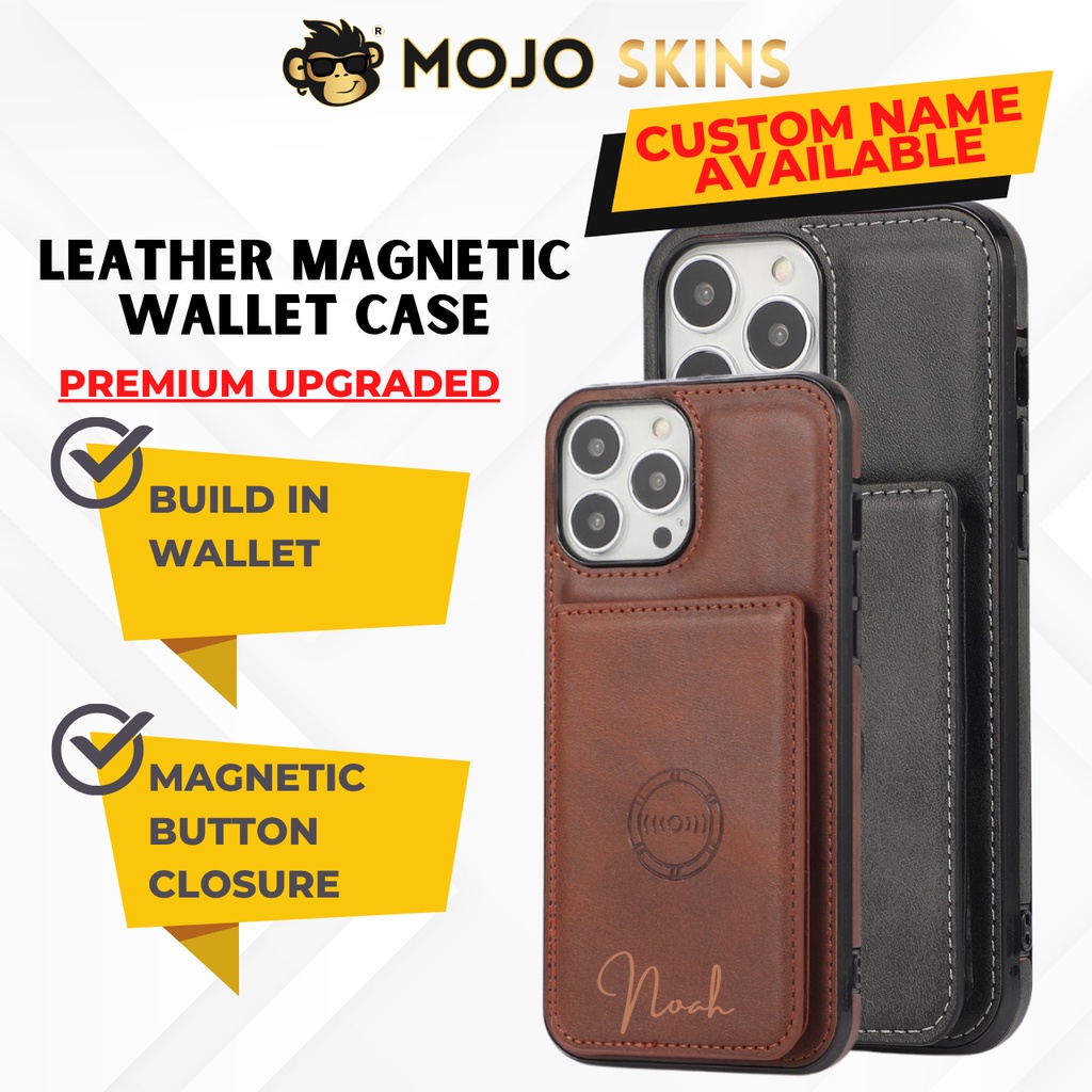 MojoSkins Leather Magnetic Wallet Casing Silicon Soft Case iP 15 14/14 ...