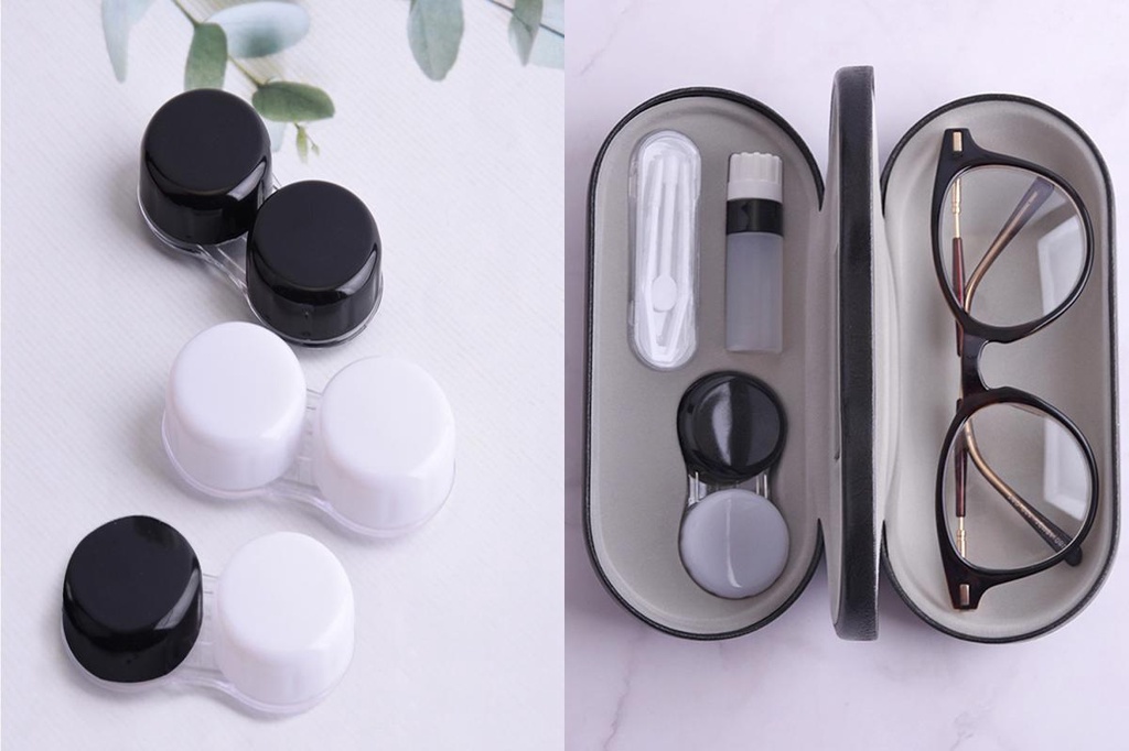 Eyeglasses Case Portable Double-sided Glasses Storage Case with Mirror ...