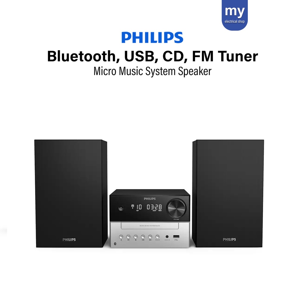 Philips TAM3205 Micro Music System USB Bluetooth CD Speaker 18W Digital ...