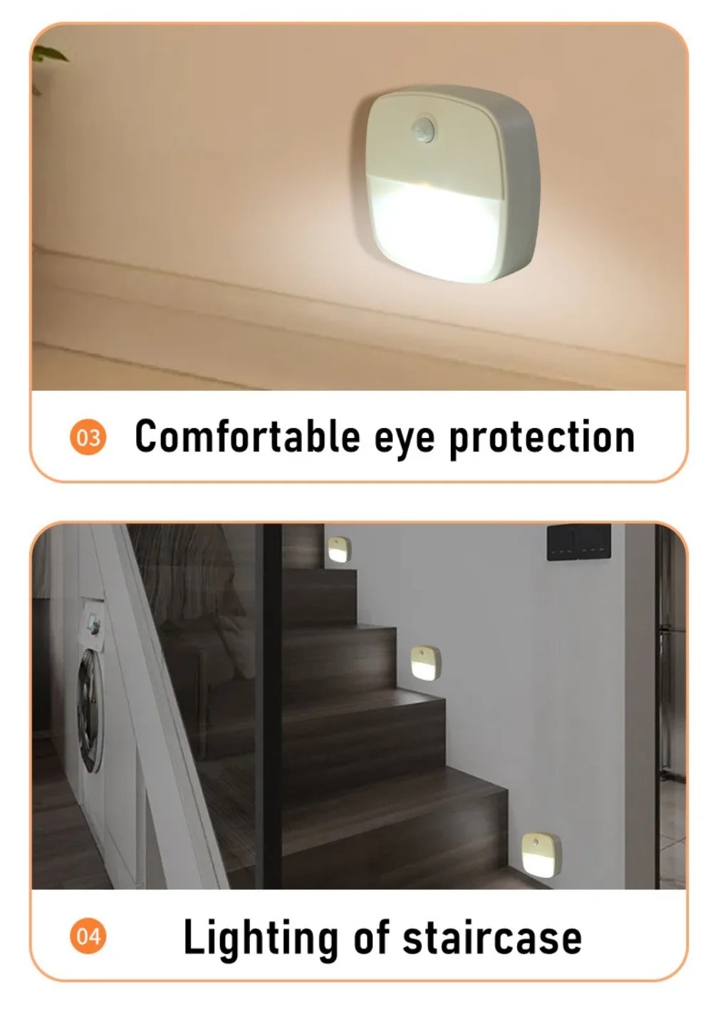 Motion Sensor Night Lights Wireless LED Night Lights AAA Battery ...