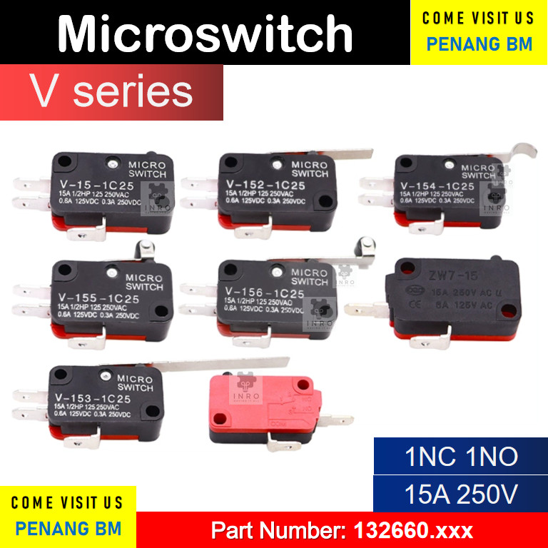 V Series (Omron Compatible) V-15 V-151 V-152 V-153 V-154 V-155 V-156 1C25 SPDT Micro Switch ...