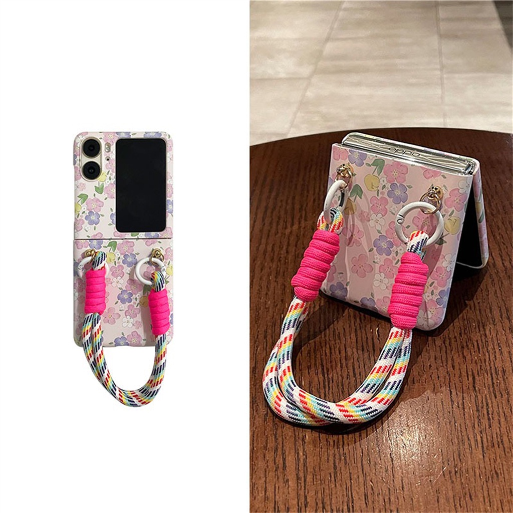 Korean Luxury Cute Color Full Screen Floral Portable Rope Case for OPPO ...