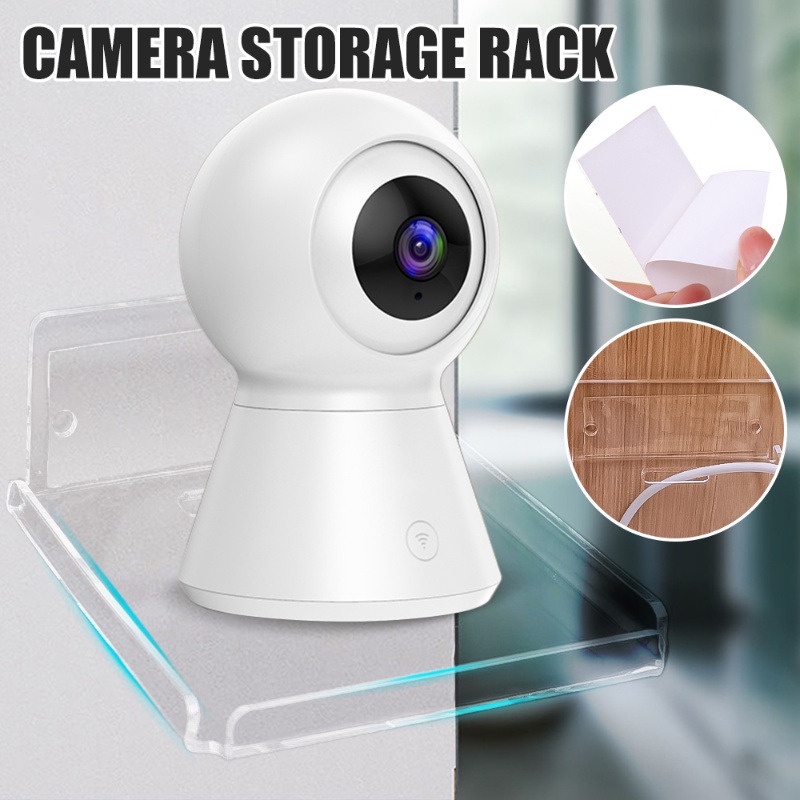 Punch Free Transparent Camera Storage Shelf With Line Hole / Home Wall ...