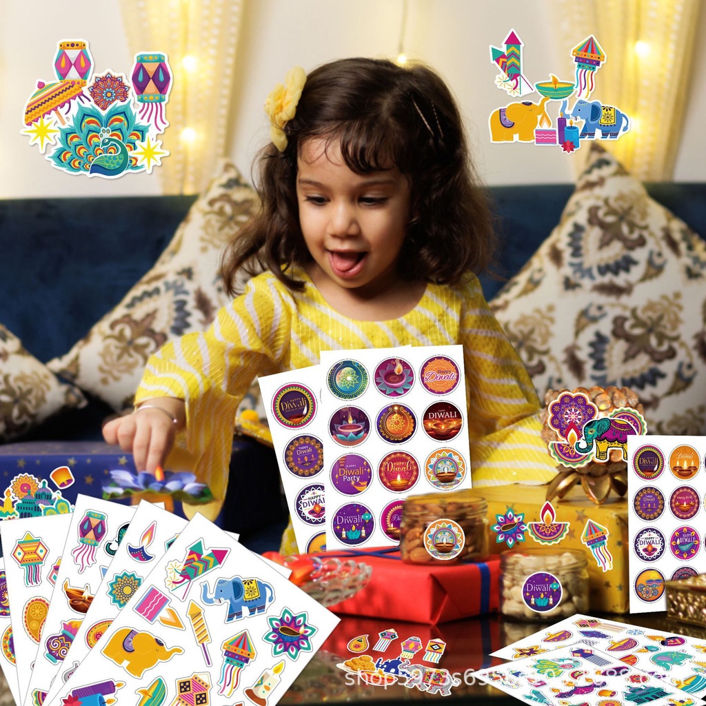 [Ready Stock]Diwali Lights DIY Stickers Deepavali Candle Cartoon ...